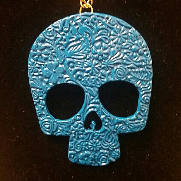 blue sugar skull | Jewelry | Large Blue Sugar Skull Necklace | Poshmark